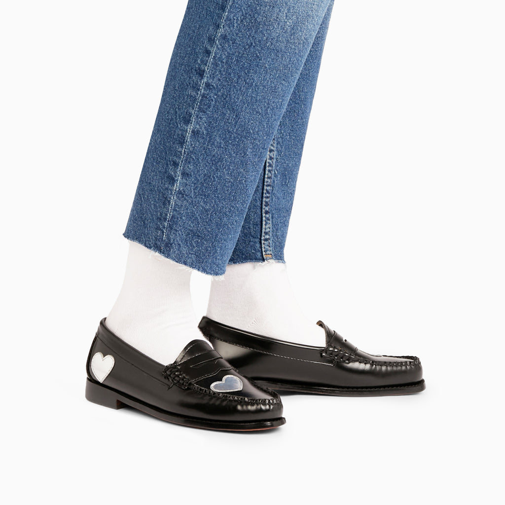 Weejuns Heart Loafers | Black Loafers With Silver Buckle – G.H.BASS 1876