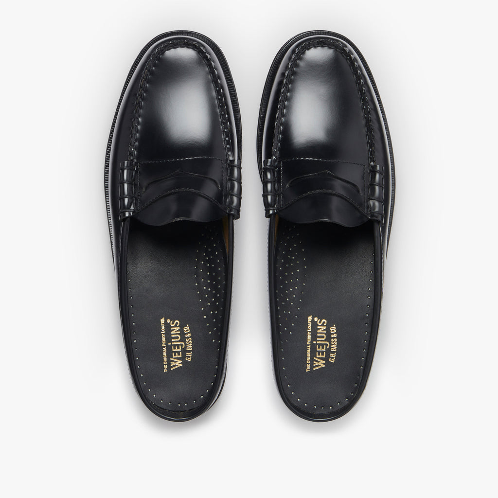 Weejuns Larson Penny Slides In A Polished Black Leather - G.H.BASS – G ...