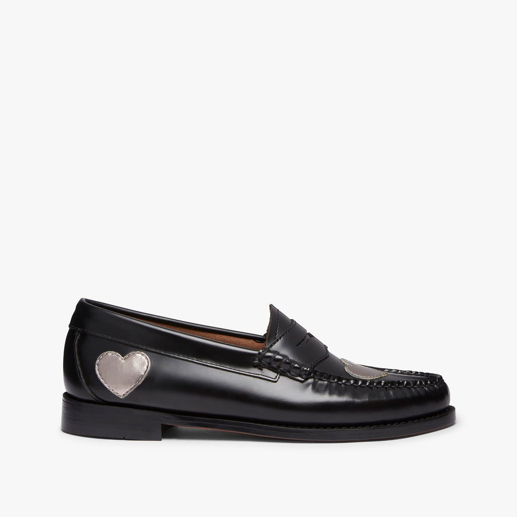 Weejuns Heart Loafers | Black Loafers With Silver Buckle – G.H.BASS 1876